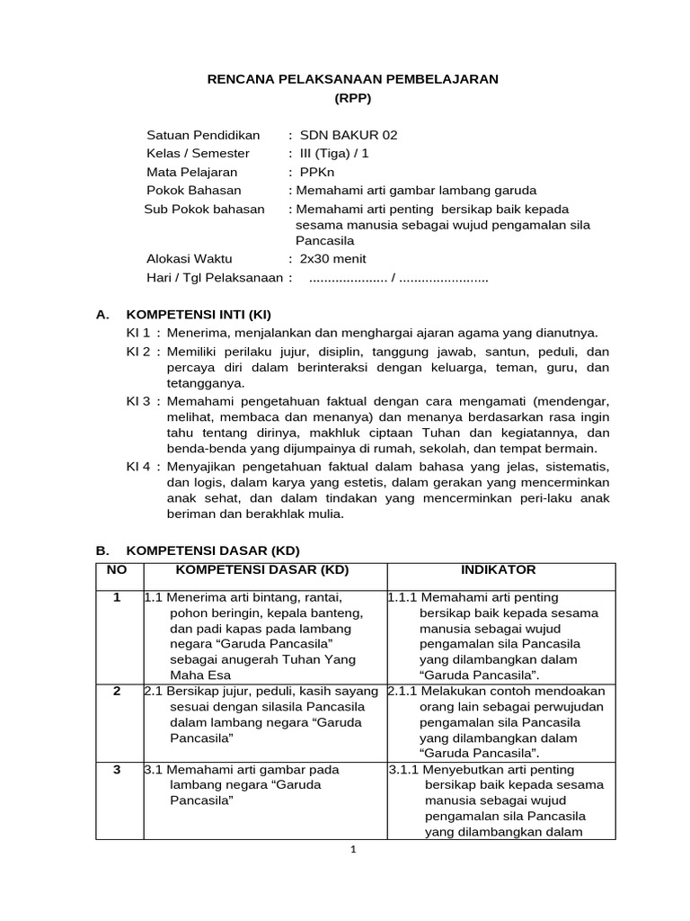 RPP 6. PPKn_Kelas 3_Rina Sri M | PDF