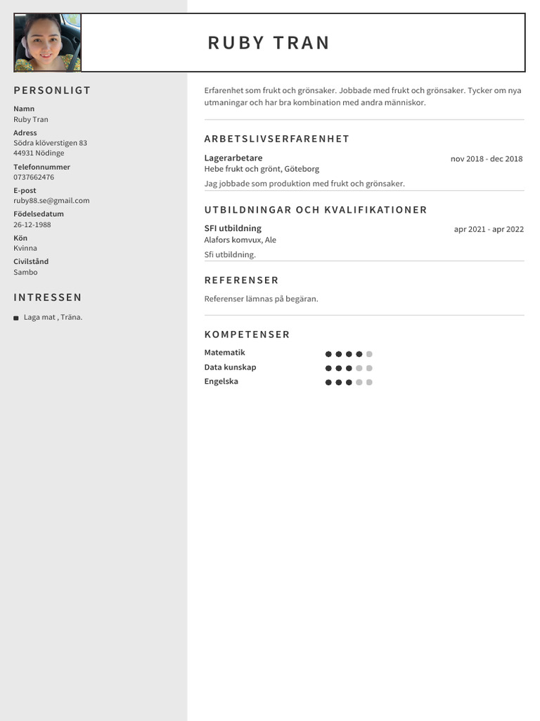 Ruby Tran: Personligt | PDF