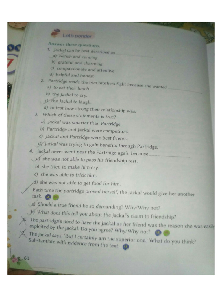 The Jackal and The Partridge (Question and Answers) | PDF