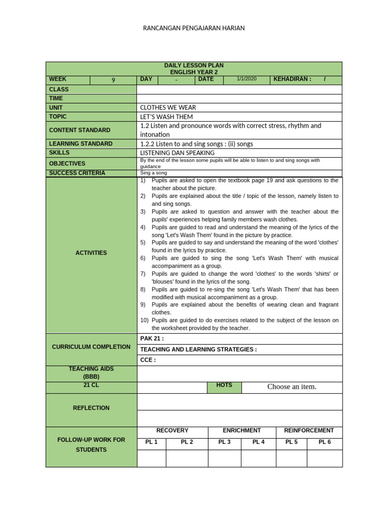 RPH MINGGU 26 | PDF | Lesson Plan | Teachers