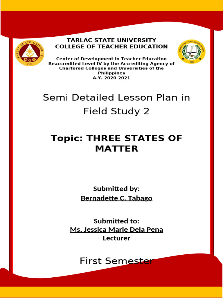 Tabago Bernadette C. SDLP in FS 2 | PDF | Liquids | Viscosity