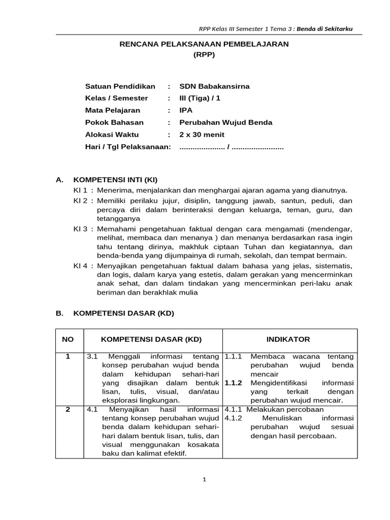 Rpp 7. Ipa_kelas 3_rina Sri m | PDF