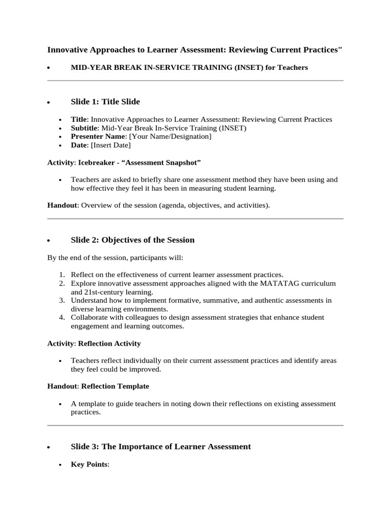 Innovative Learner Assessment Strategies | PDF | Educational Assessment ...
