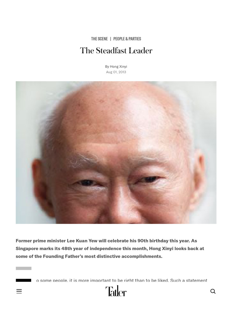 The Steadfast Leader - Tatler Asia | PDF | Singapore | World Politics