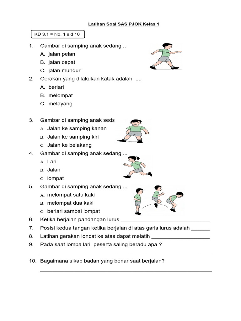 Latihan Soal SAS PJOK Kelas 1 | PDF