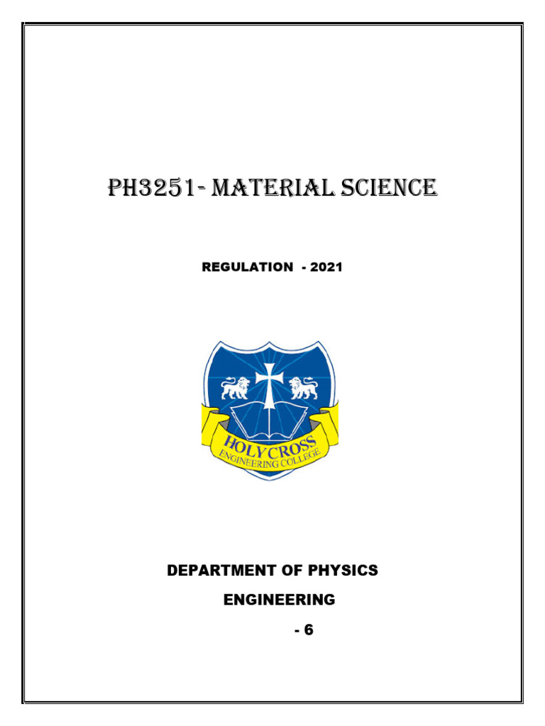 Material Science for Engineering Students | PDF | Crystal Structure | Dislocation