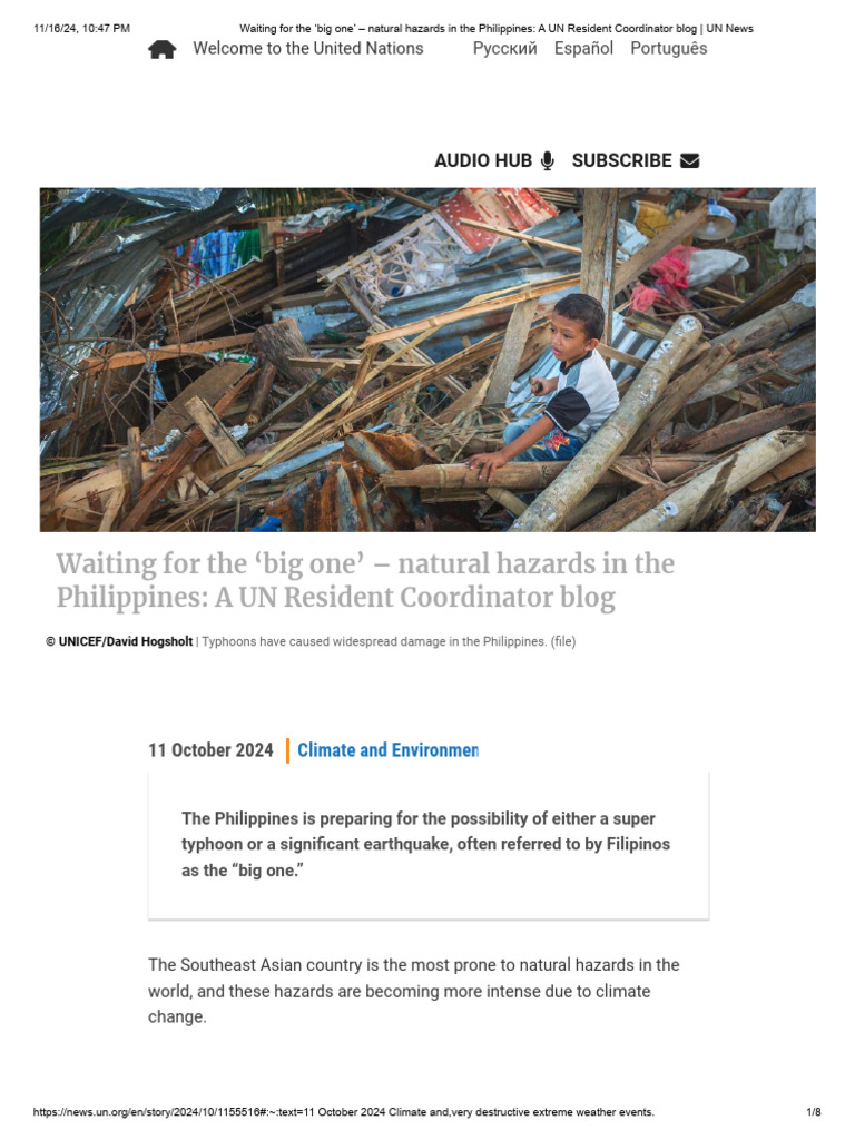 Waiting For The Big One' - Natural Hazards in The Philippines - A UN ...