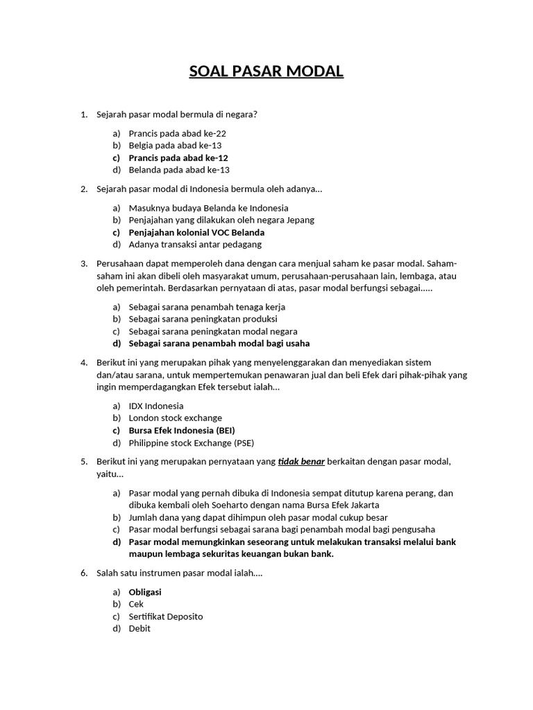 SOAL PASAR MODAL | PDF