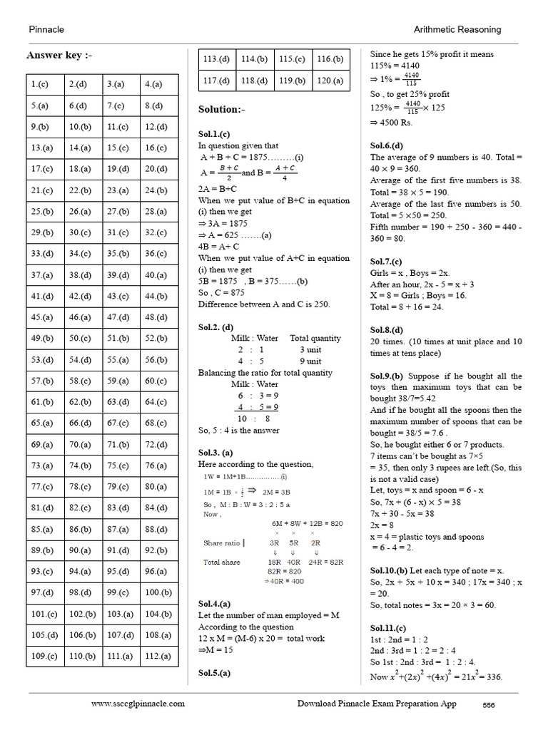84 - Arithmetic Reasoning - Sol - Arithmetic Reasoning Eng Sol | PDF | Average | Arithmetic