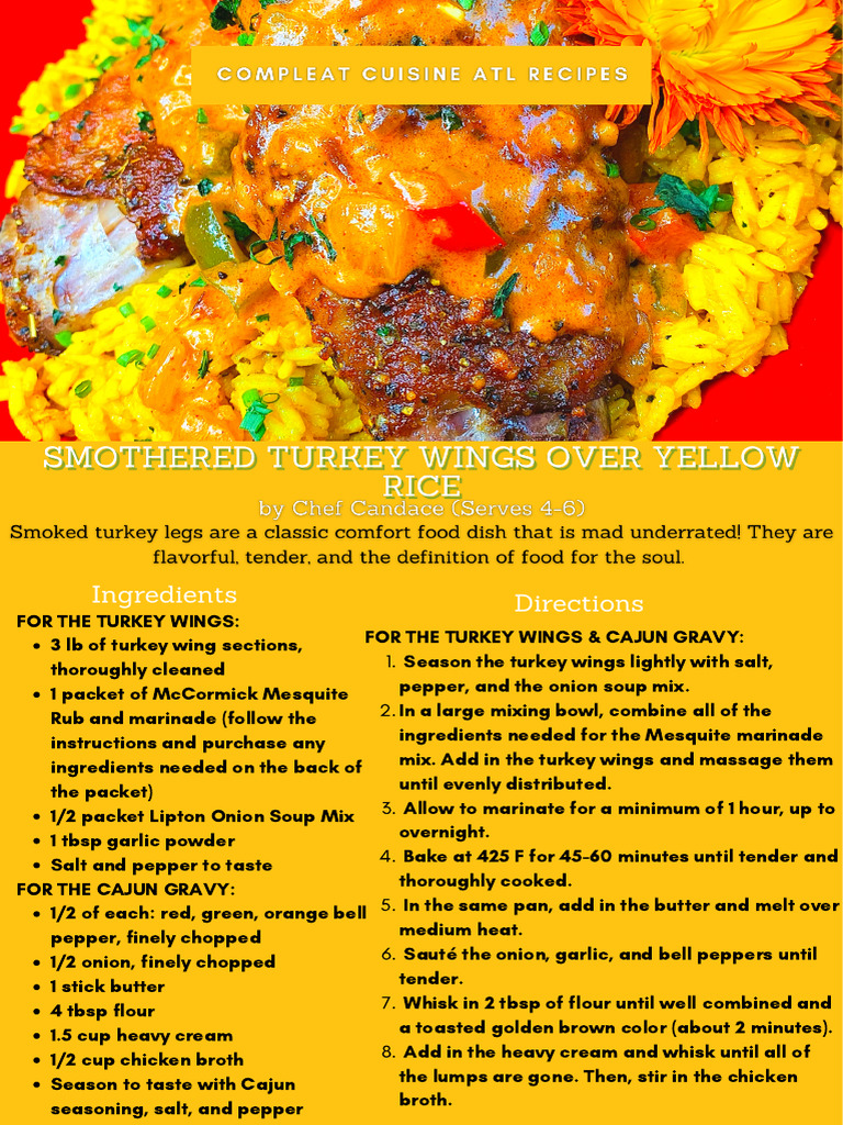 Smothered Turkey Wings Over Yellow Rice (RECIPE) | PDF | Cajun Cuisine ...