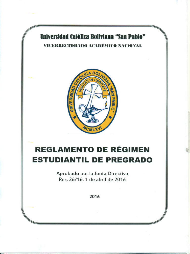 Reglamento de Regimen Estudiantil Pregrado | PDF