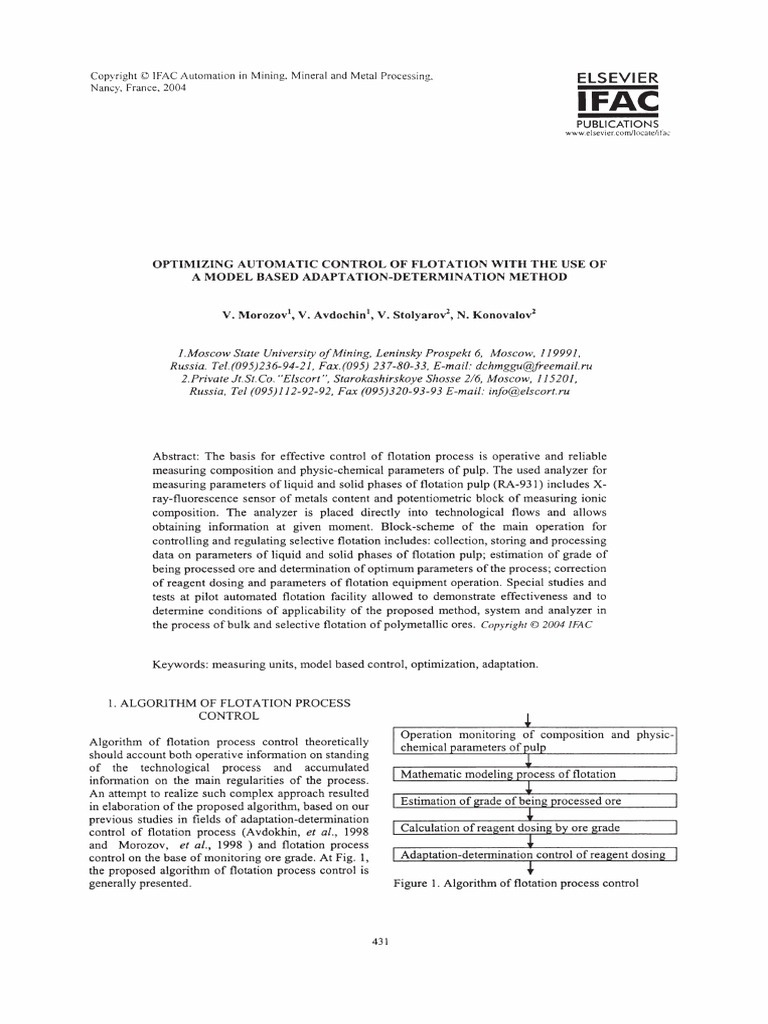 Optimizing Automatic Control of Flotation With the Use of 2004 IFAC Proceedi | PDF | Sensor ...