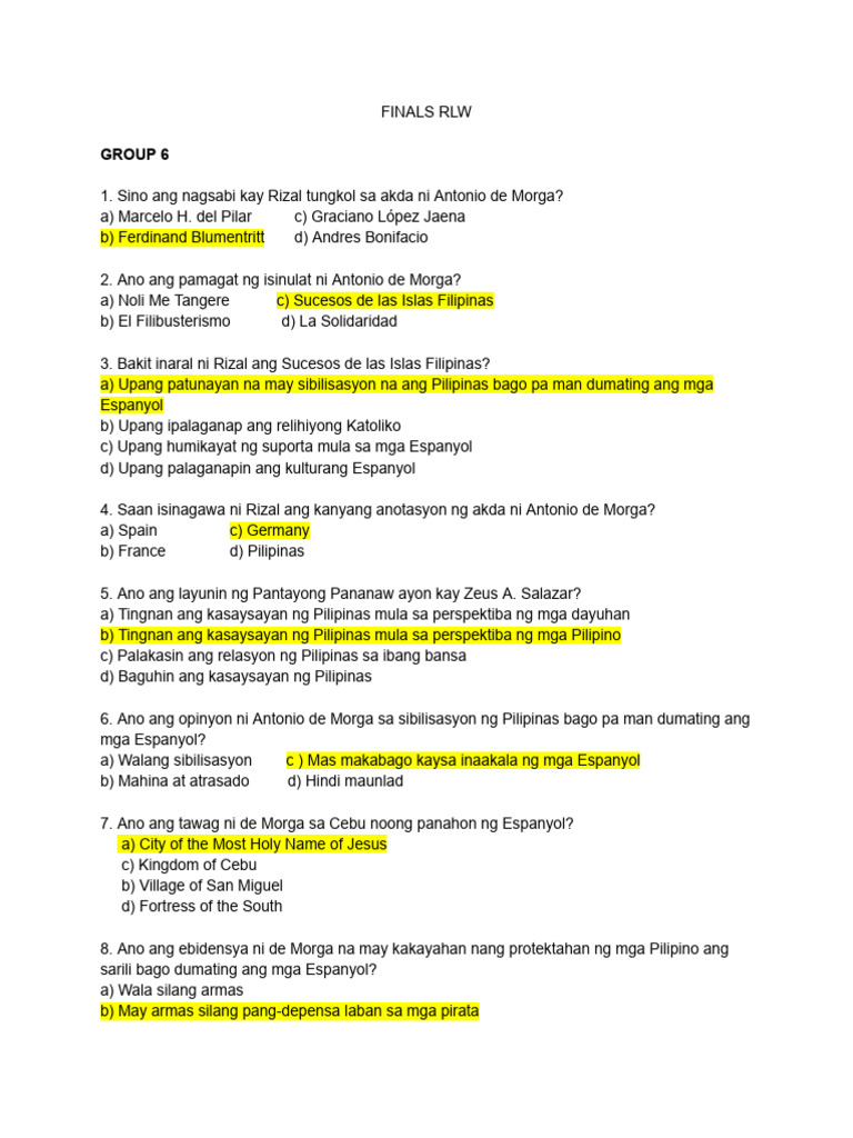 BSC 2c RLW Finals | PDF