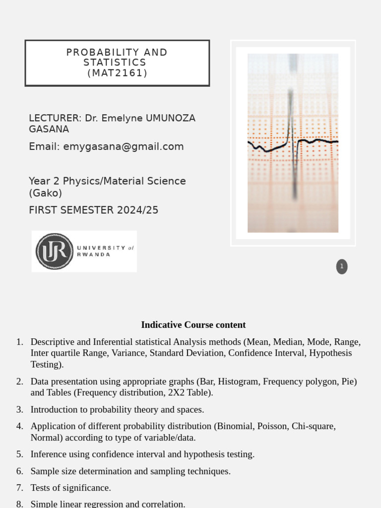 Probability and Statistics Course Overview | PDF | Probability ...