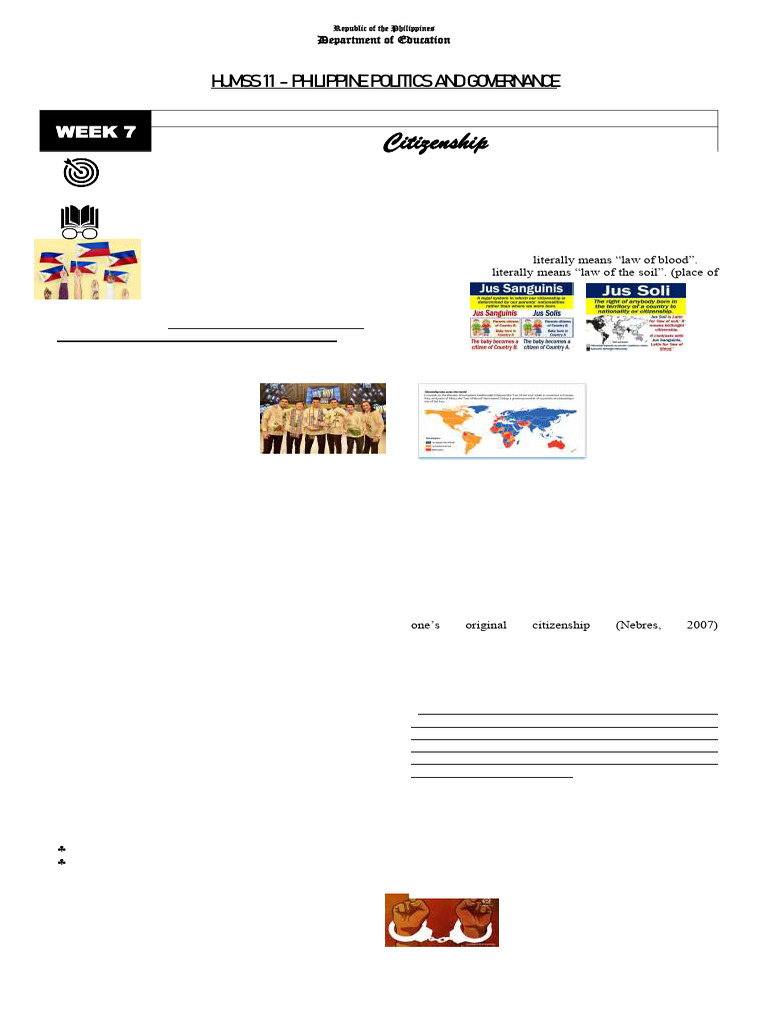 PPG Q2 Week 7 Module 12 Citizenship | PDF | Citizenship | Naturalization