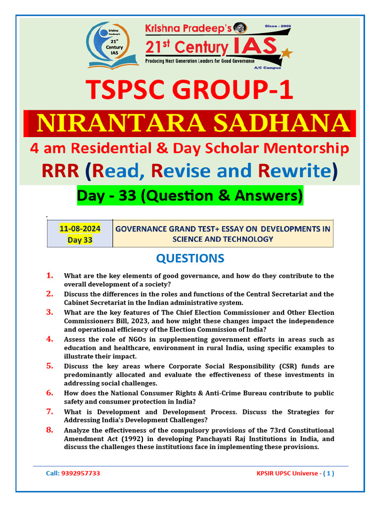 TG Gr-1 Integrated & RRR-33 EM Ans (Governance) | PDF | Corporate Social Responsibility | Governance