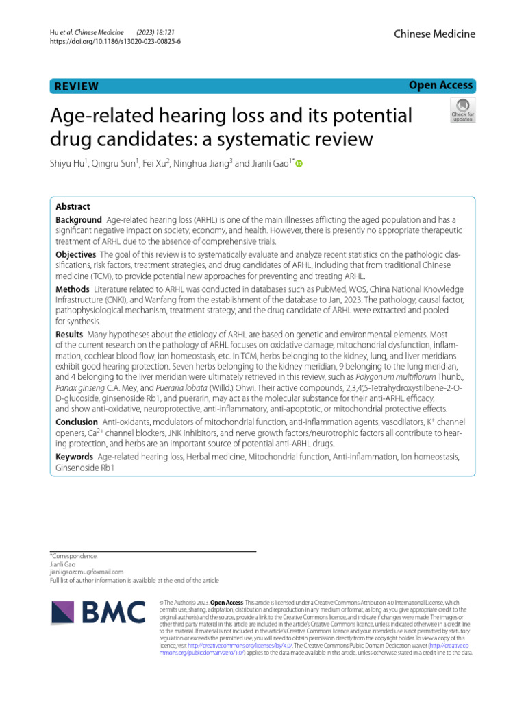 Age Related Hearing Loss | PDF | Ear | Hearing