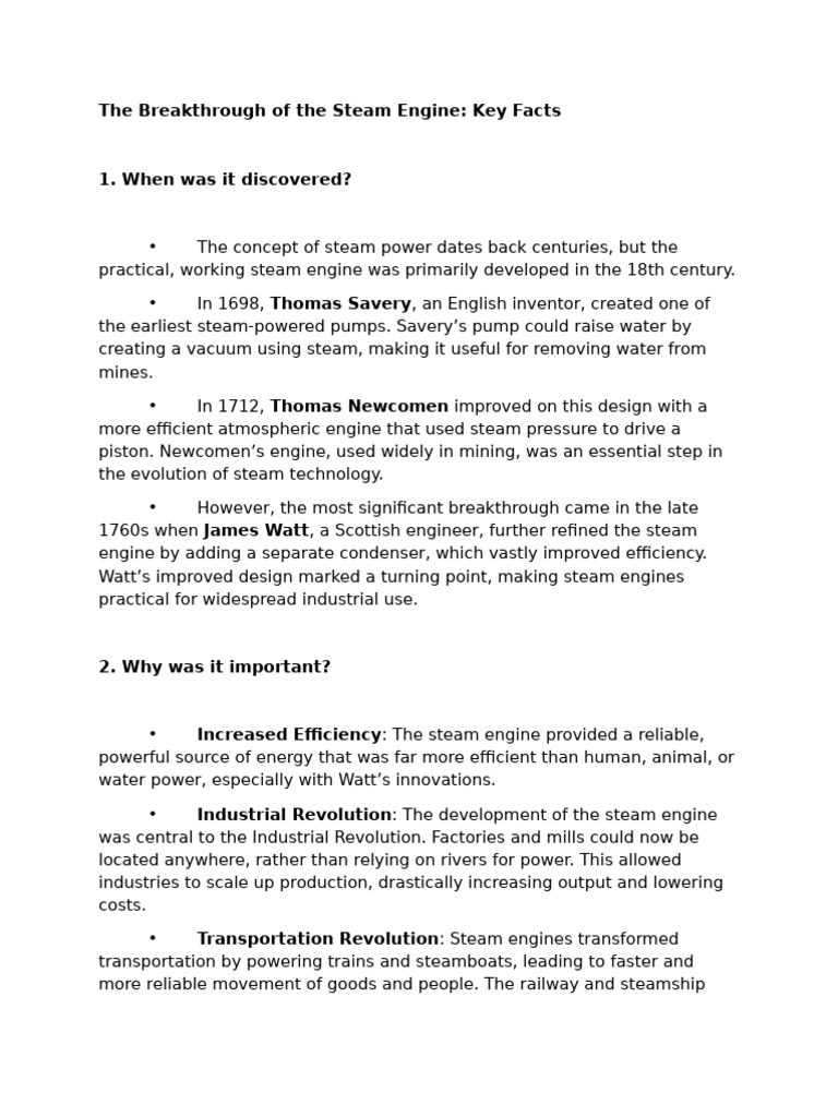 The Breakthrough of The Steam Engine | PDF | Steam Engine | Industrial ...