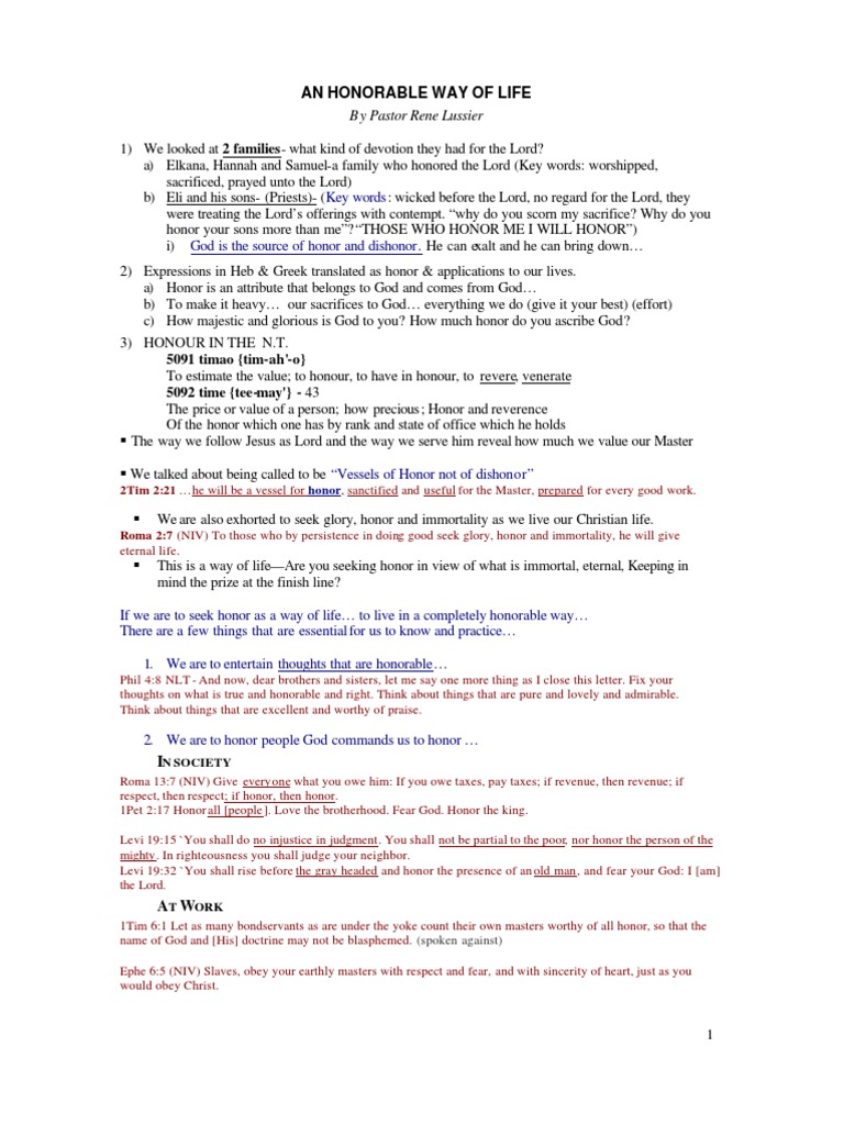 An Honorable Life: Guidance on Honoring God, Family, Community, and One ...