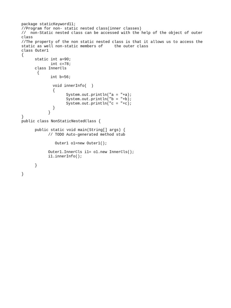 Non Static Nested Class | PDF Non Static Nested Class | PDF