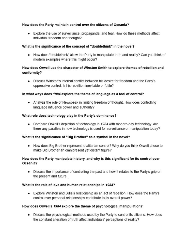 1984 Discussion Questions | PDF