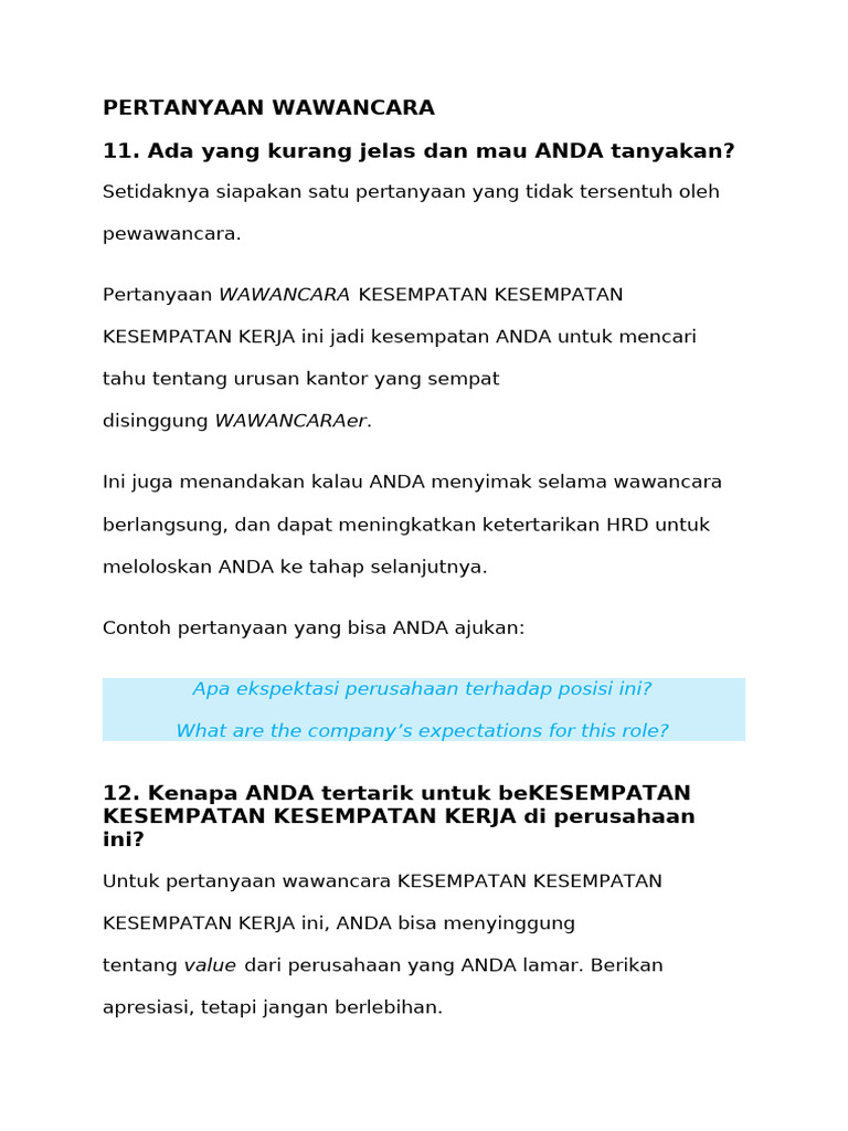 TANYAA KERJA | PDF