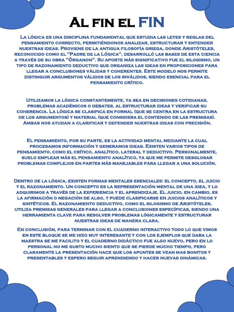 Al Fin El FIN 1 | PDF | Pensamiento | Lógica
