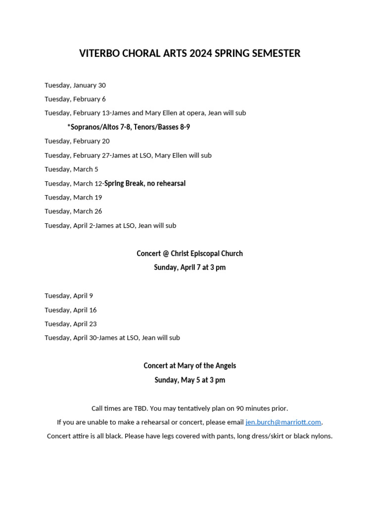 2024 VCA Spring Schedule | PDF