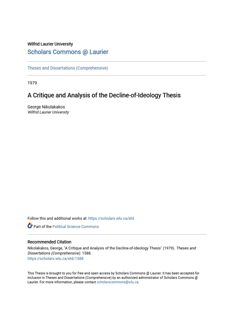 A Critique and Analysis of The Decline-of-Ideology Thesis | PDF ...