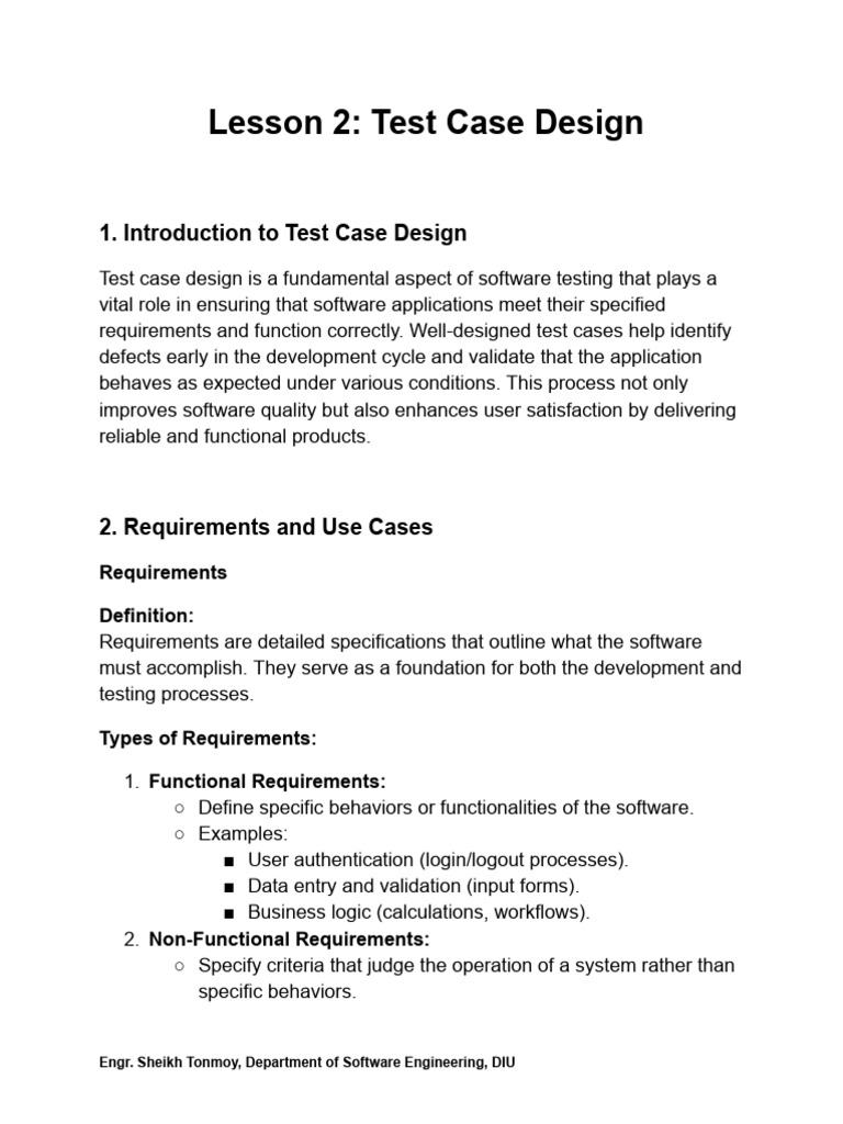 Lesson 2 - Test Case Design | PDF | Software Testing | Information ...