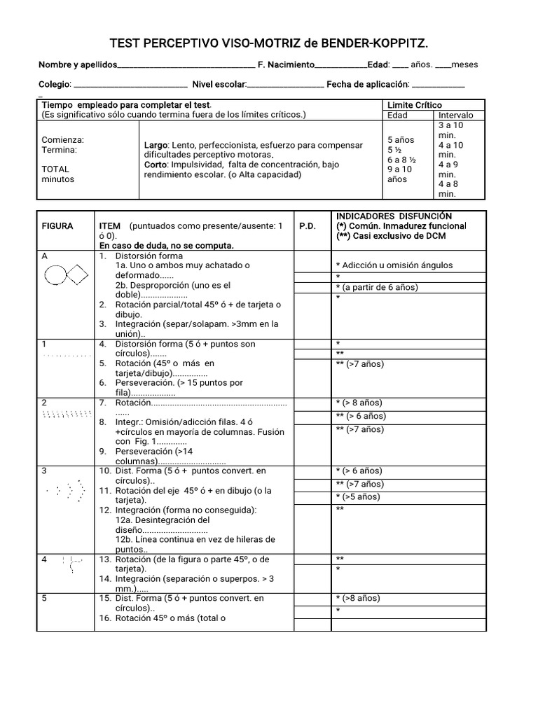 Protocolo Bender | PDF | Conceptos psicologicos | Ciencias del ...