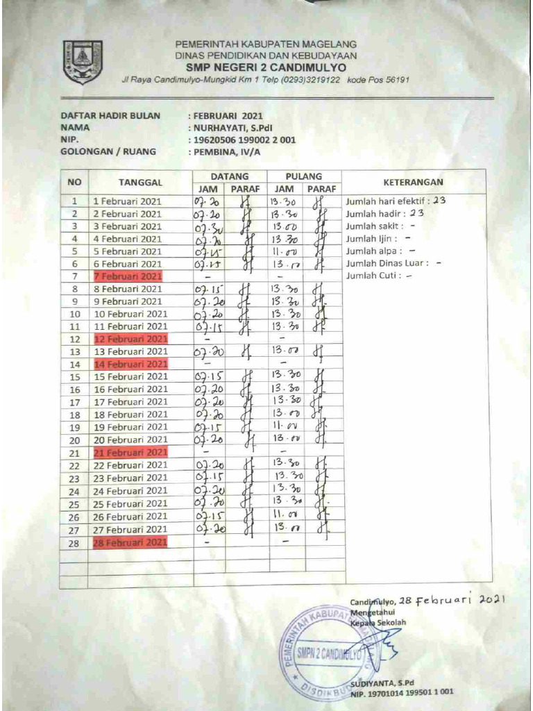 Absen Bulan Februari | PDF