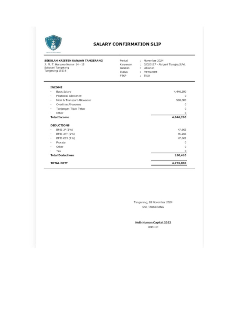 Slip Gaji Ms Abi Geni | PDF