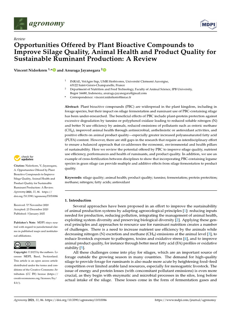 Opportunities Offered by Plant Bioactive Compounds To Improve Silage ...