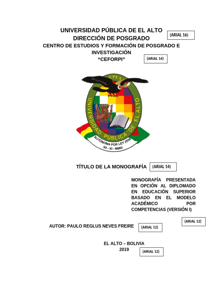 ESQUEMA PARA EMPEZAR LA MONOGRAFÍA - POSGRADO UPEA | PDF