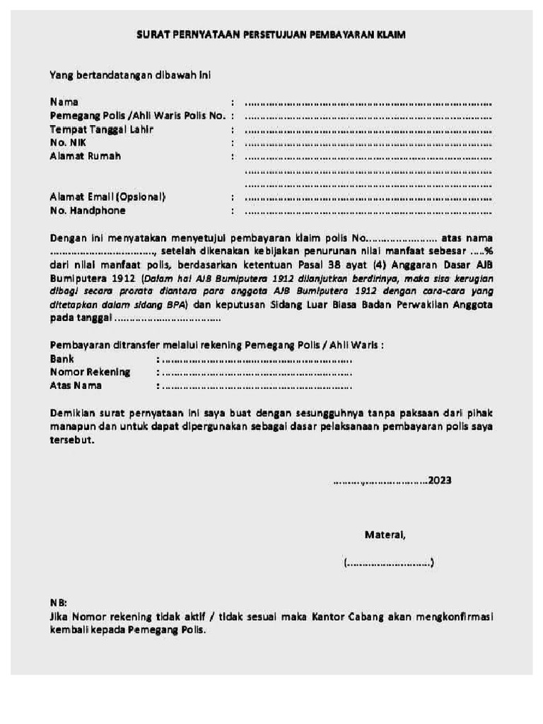 SP Pembayaran Klaim | PDF