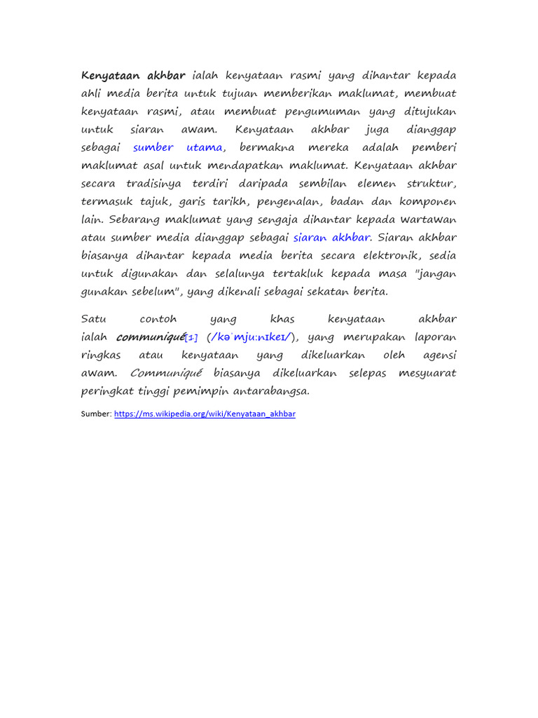 Kenyataan Akhbar | PDF