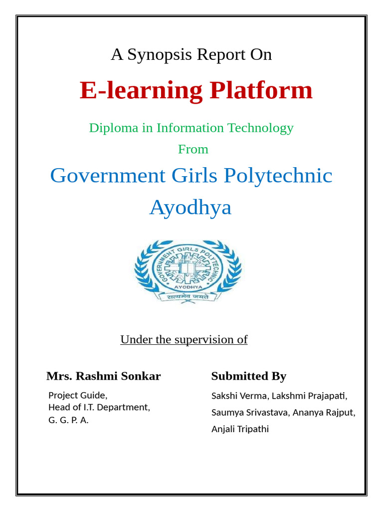 Synopsis Report | PDF | Educational Technology | Human Communication