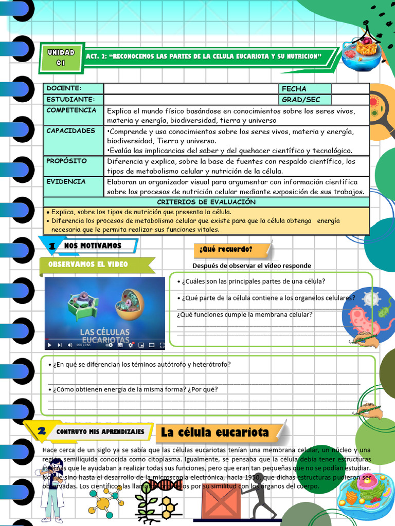 B2º ACT 2 CYT UNID 1- SEM 2 | PDF | Citoplasma | Biología Celular)