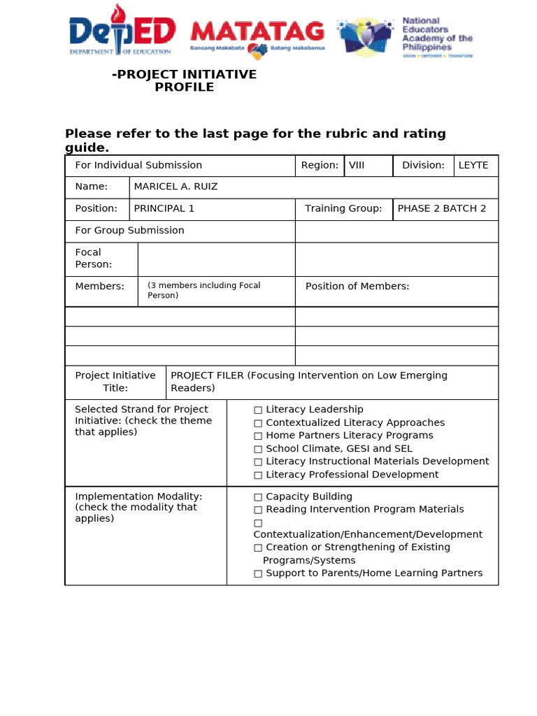 RUIZ,MARICEL,A._PIP_TABANGO SOUTH DISTRICT | PDF | Phonics | Literacy