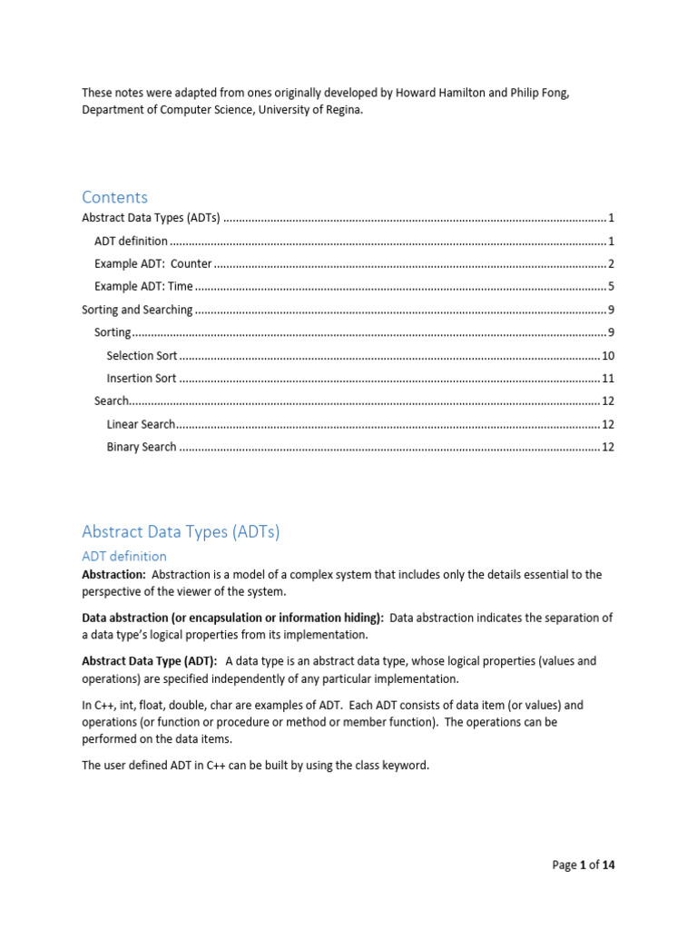 2 ADT, Sorting, and Searching | PDF | Computer Science | Algorithms And ...