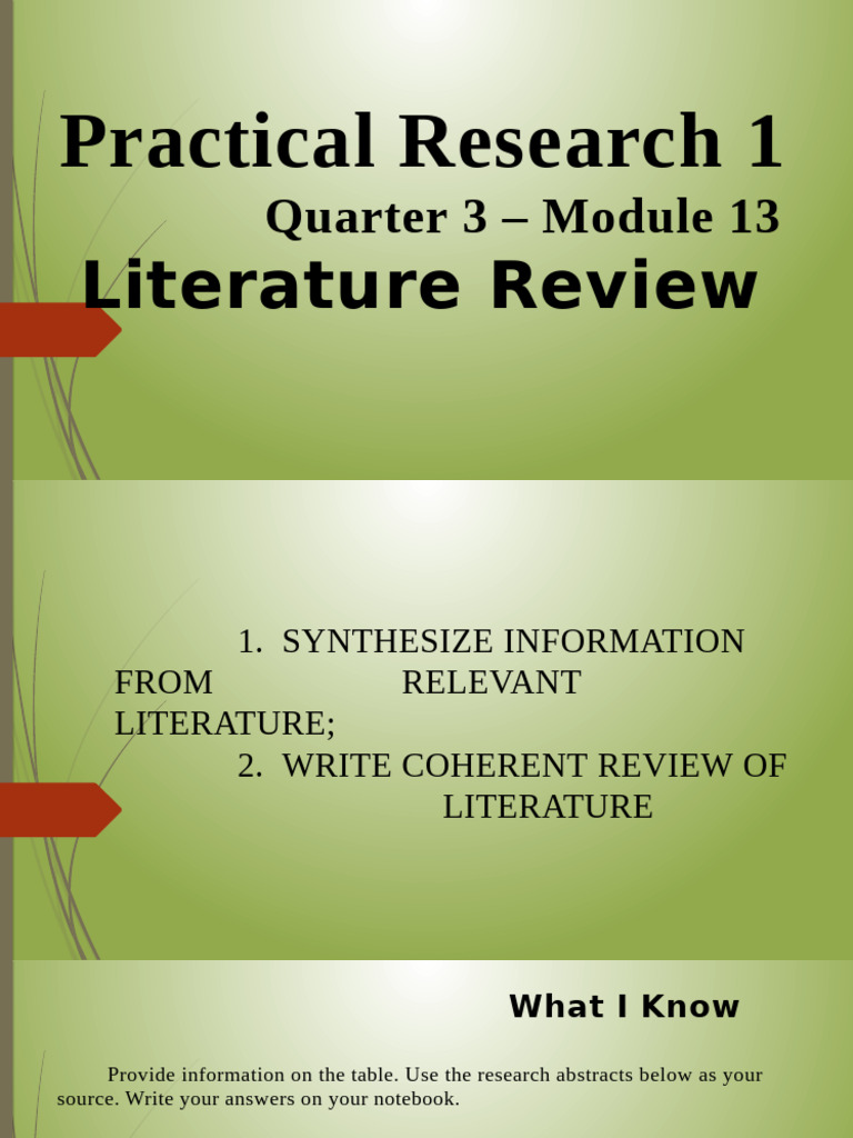 Practicalresearch1 q3 Mod13 Literaturereview Final | PDF | Educational Technology | Teachers