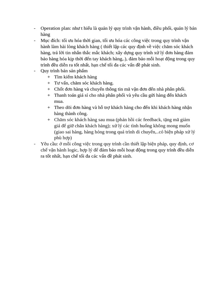 Operation Plan | PDF