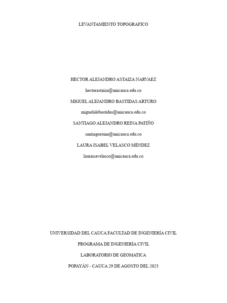 Informe Levantamiento Topografico | PDF | Topografía | Ingeniería