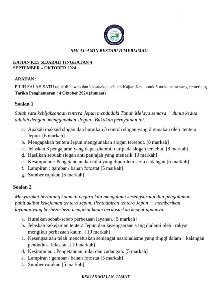 Kajian Kes 2024_form 4 | PDF