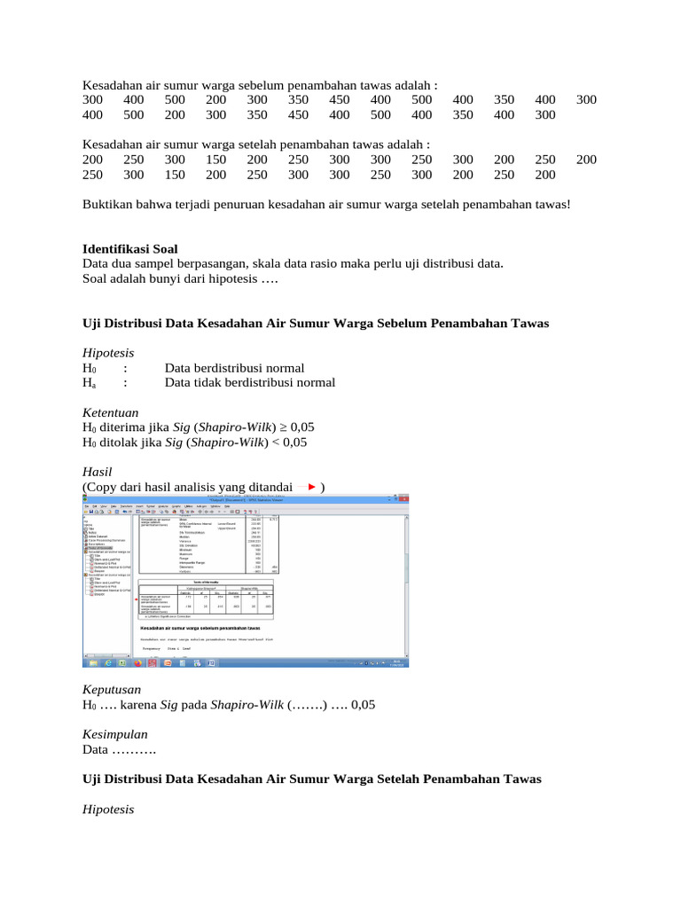 Penulisan Hasil Uji Beda Dua Sampel Berpasangan Tidak Berdistribusi Normal | PDF