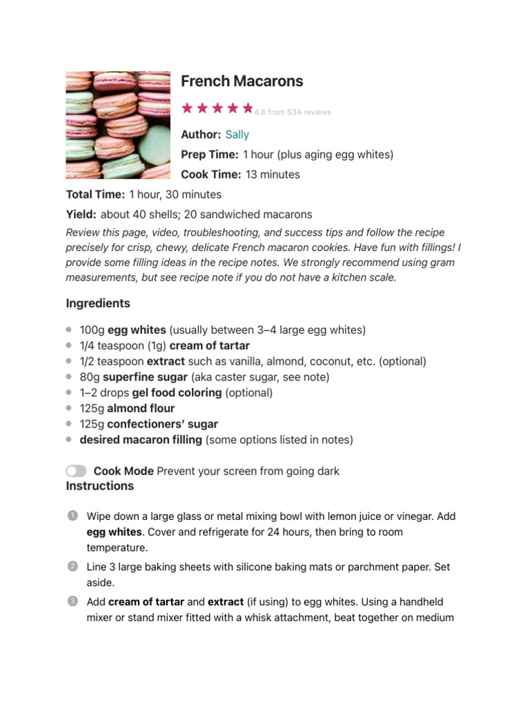 Beginner's Guide To French Macarons - Sally's Baking Addiction | PDF | Macaron | Batter (Cooking)