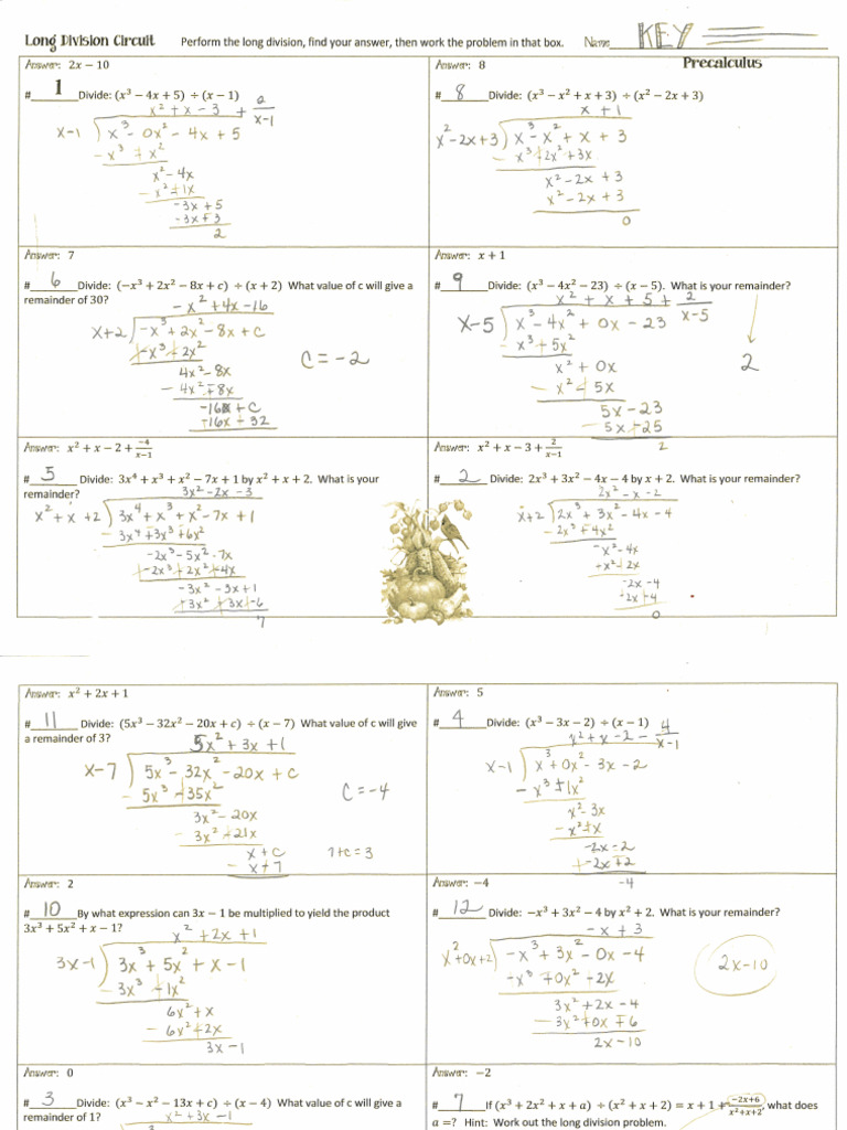Long Division Circuit ANSWER KEY | PDF