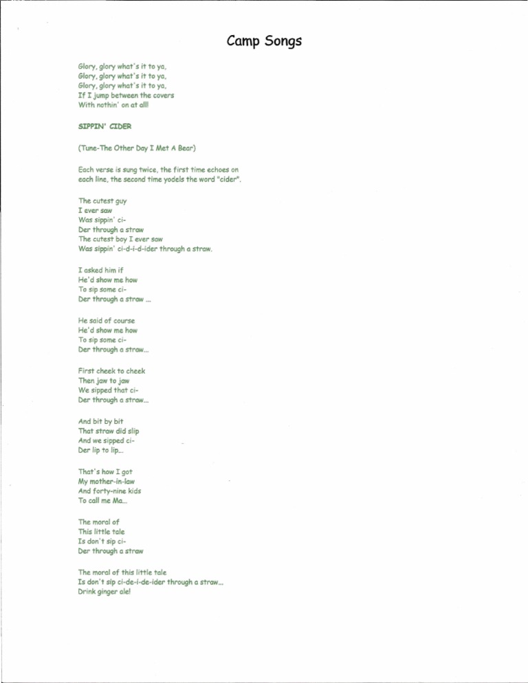 Campfire Song Lyrics Collection | PDF | Mystery, Thriller & Crime ...