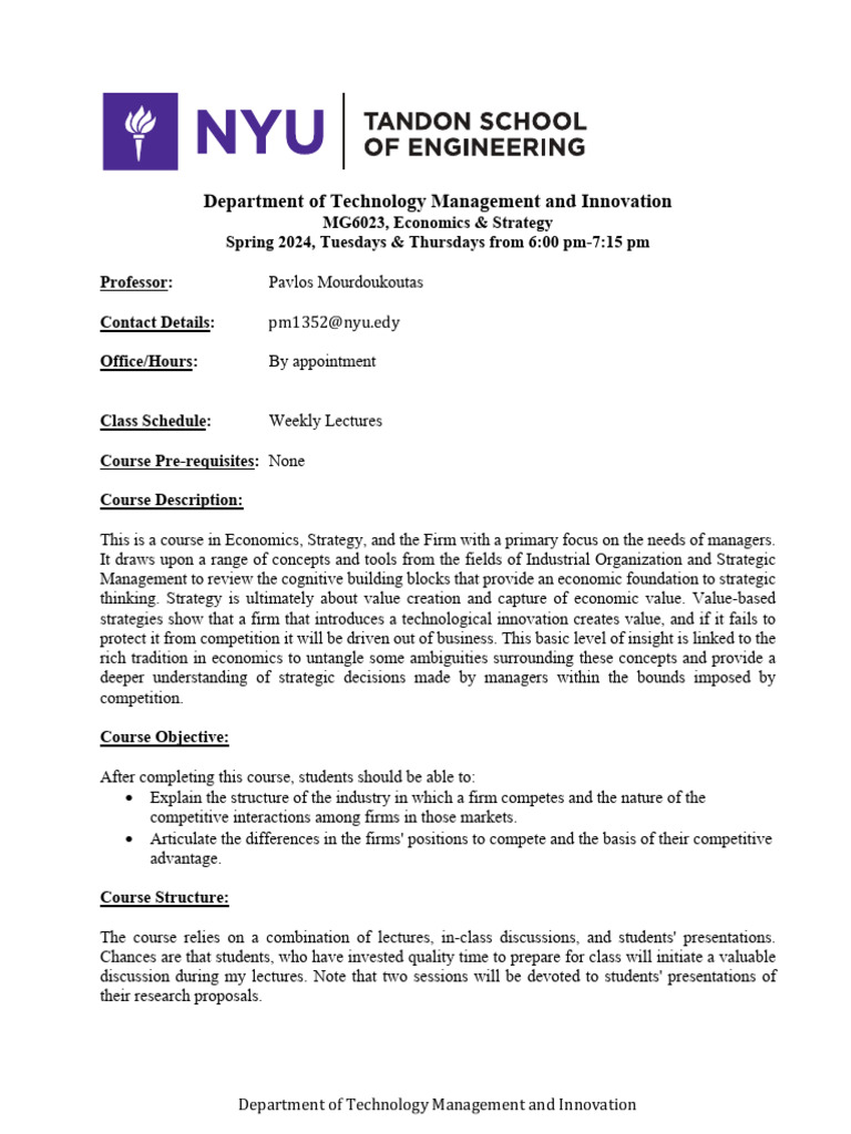 Econ Syllabus | PDF | Academic Integrity | Business Model